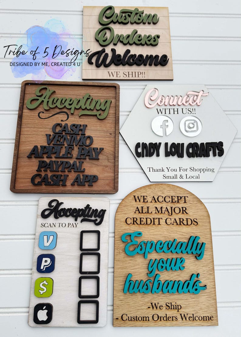Vendor Market Signs Digital Laser Files Svg | Craft Fair Booth Signs ...