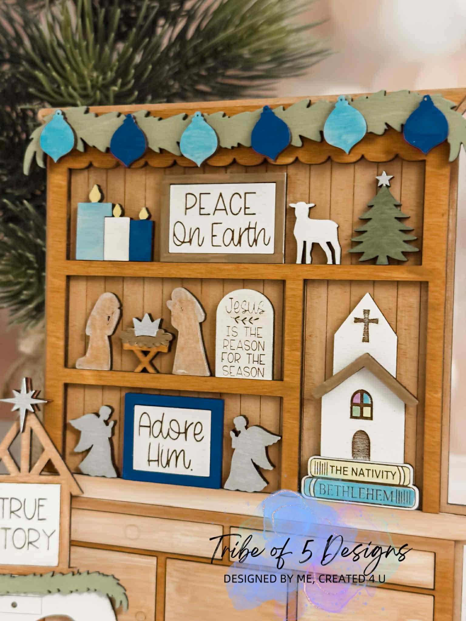 Nativity Scene Hutch Shelf Sitter Sign Svg | Nativity Signs Svg ...