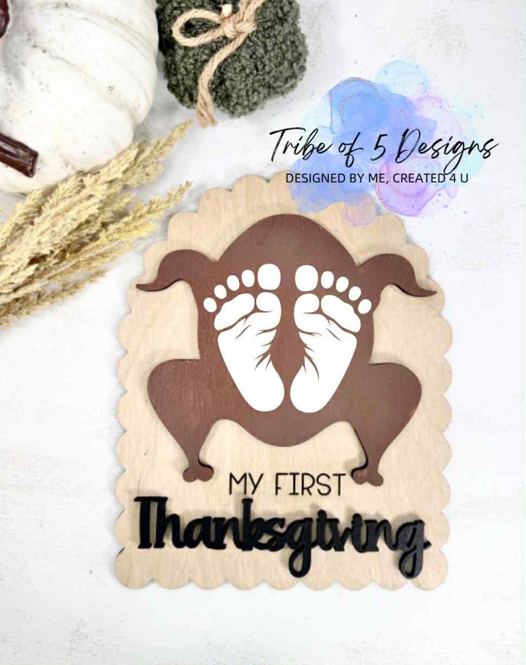 My First Thanksgiving Handprint Footprint Baby Signs Svg | DIY Baby ...