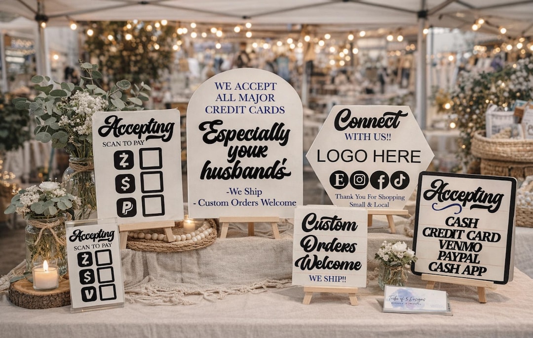 Vendor Market Signs Digital Laser Files Svg | Craft Fair Booth Signs ...
