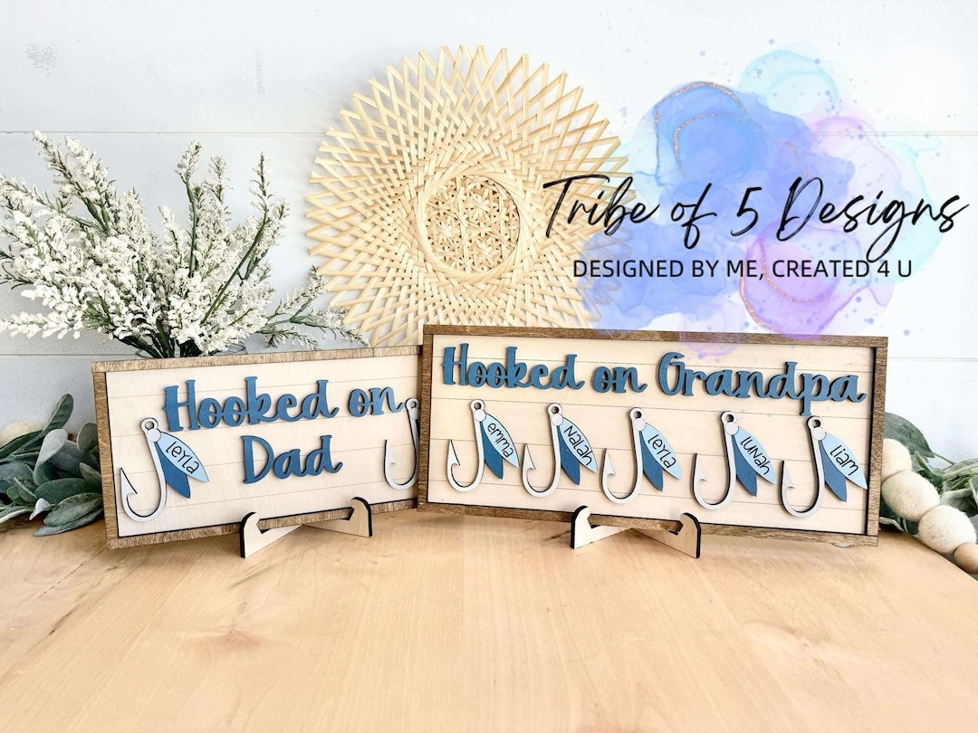 Personalized Dad Fishing Sign Svg | Hooked on Dad Signs Svg ...