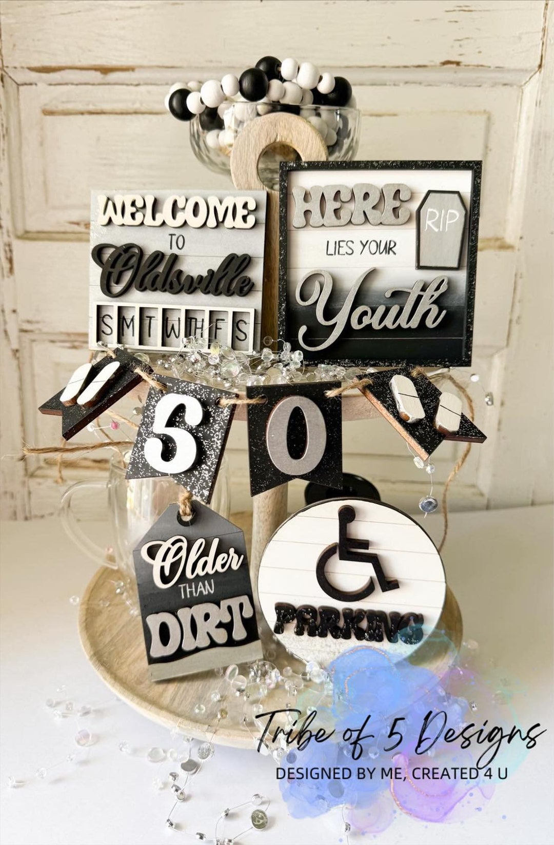 Birthday Tiered Tray Svg | Over the Hill Signs Svg | Funny Birthday ...