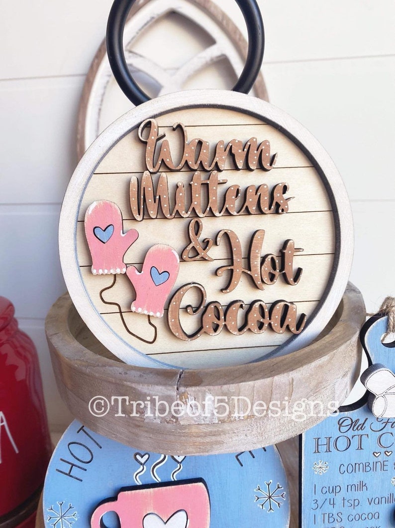 Hot Cocoa Tiered Tray Svg | Hot Chocolate Tiered Tray Svg | Winter Tiered Tray Svg | Laser Ready ...