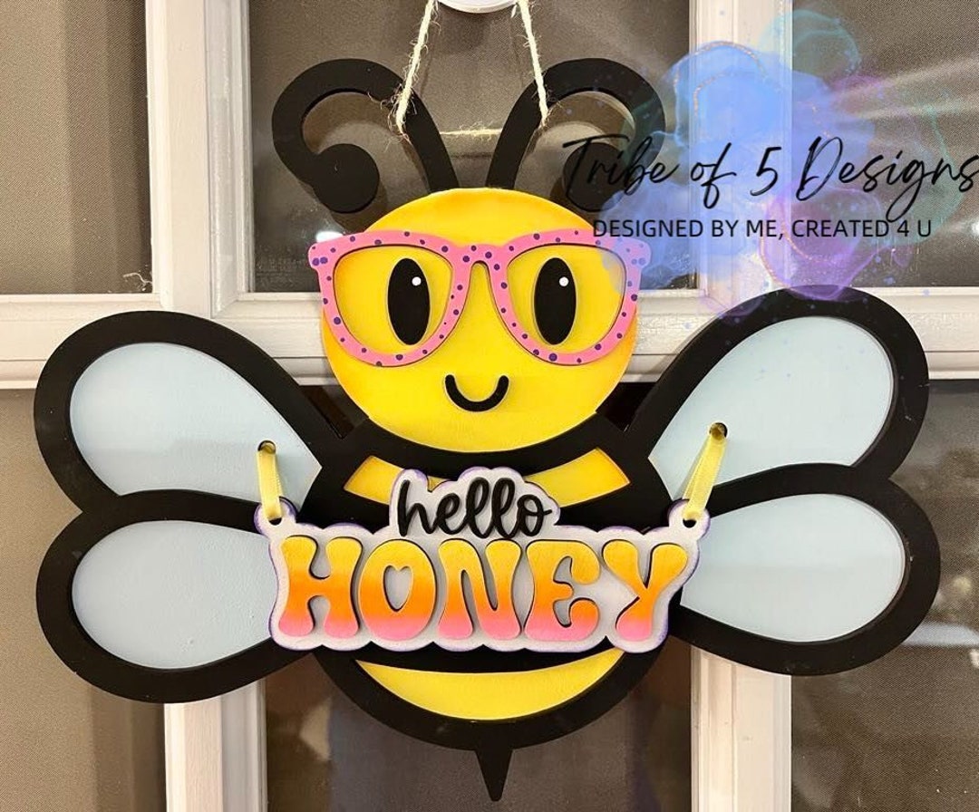 Hello Honey Door Hanger Svg | Bee Door Hanger Svg | Front Door Summer ...