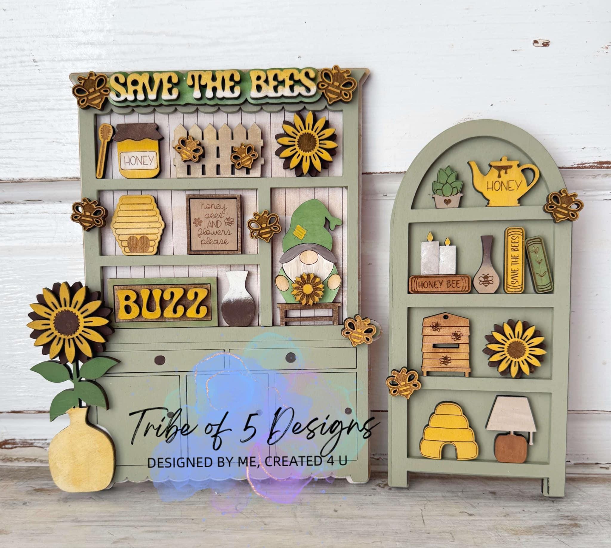 Sunflower and Bee Hutch Svgs | Sunflower Shelf Sitters Svg | Bee Shelf ...