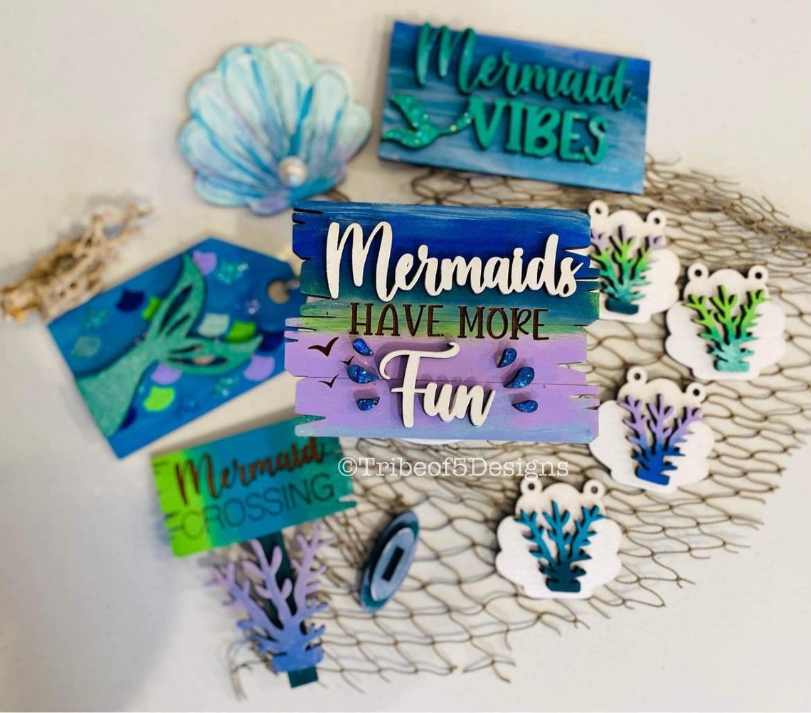 Mermaid Tiered Tray Svg Mermaid Tier Tray Mermaid Signs - Etsy