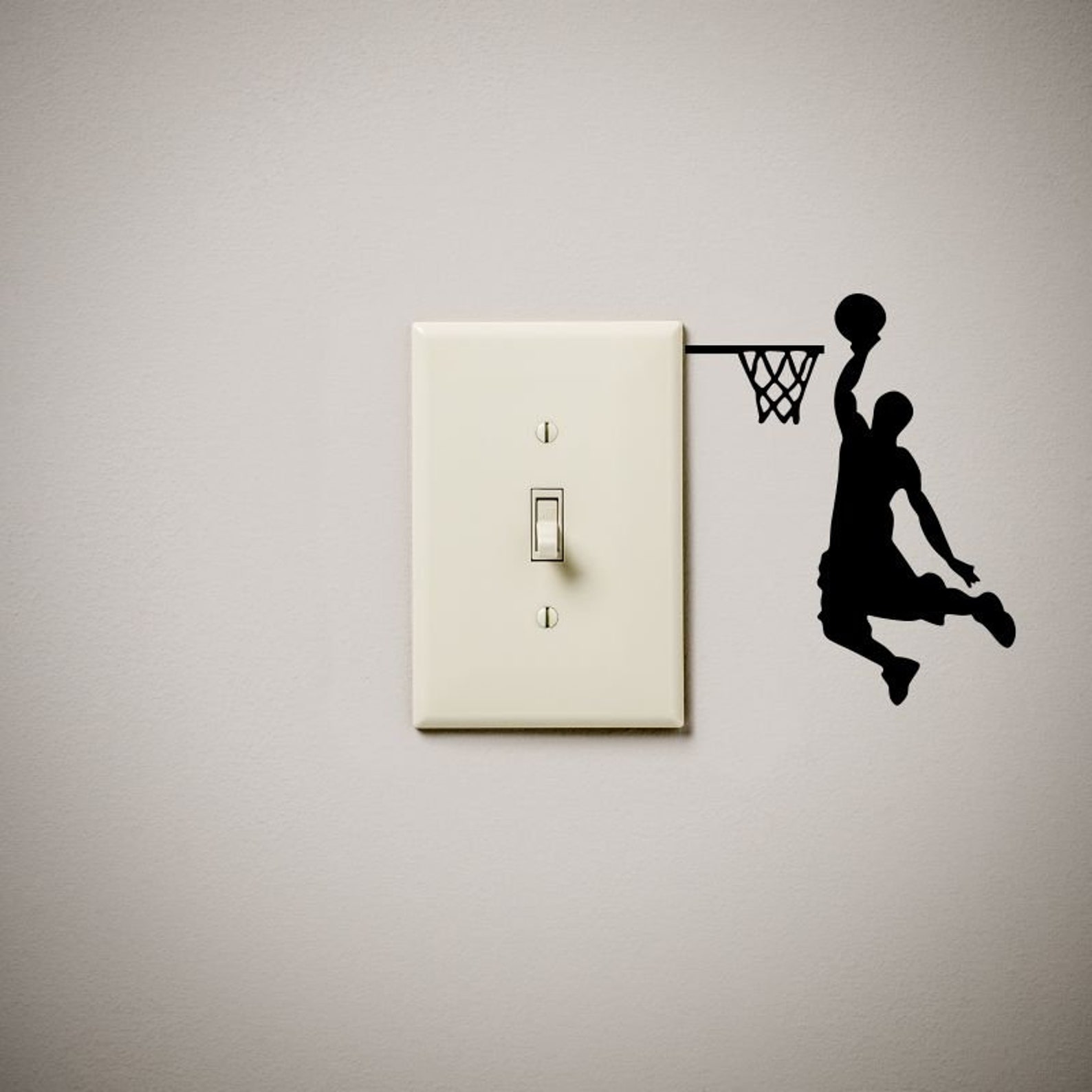 Basketball Player Dunk Dunking Vinyl Decal Sticker Light Switch Cover ...