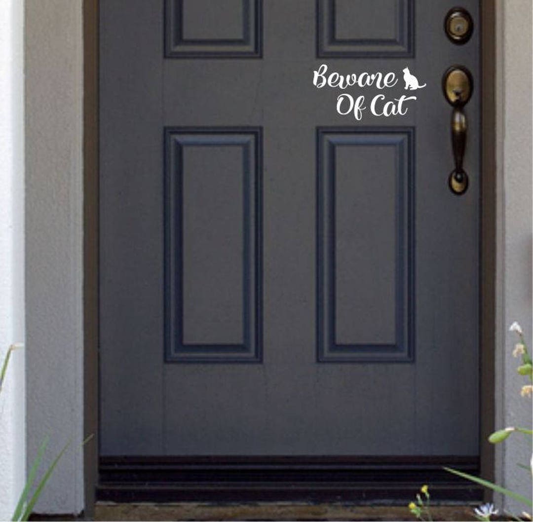 Beware of Cat Funny Cute Door Vinyl Decal Sticker Home Decor Decoration ...