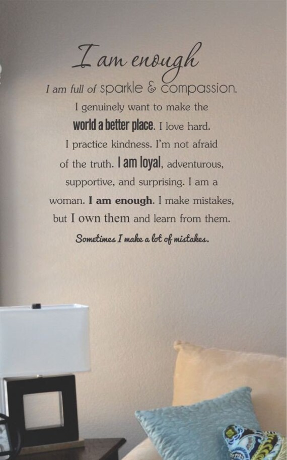 I Am Enough I Am Full of Vinyl Wall Art Decal Sticker Home | Etsy