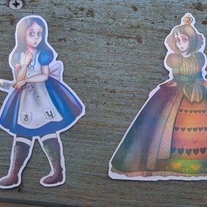 Old Animation Style Alice and Red Queen Sticker Holographic Waterproof ...