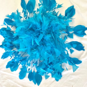 Large Turquoise Blue Mixed Feather Hat, Blue Feather Fascinator, Blue ...