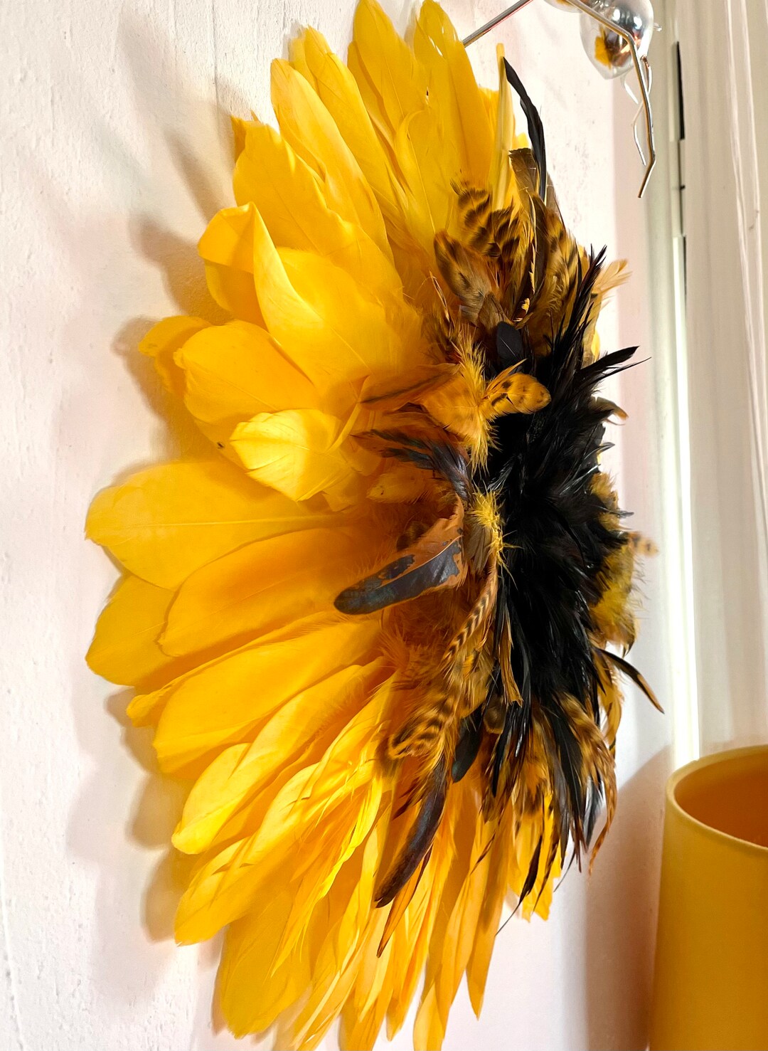 Sunshine Feather Wall Art, Ray of Wall Art, Sunflower Feather Hanging ...