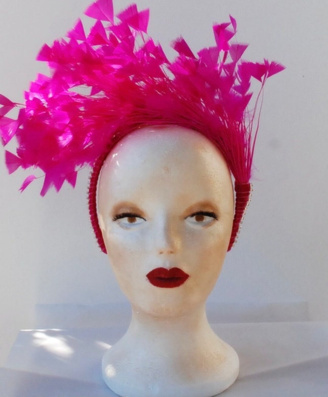 Fuchsia Pink Decorative Head Band, Stunning Feathered Head Dress, Pink ...