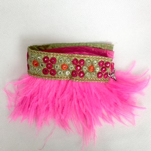 Bright Pink Festive Arm Bracelets,. Pink Ostrich Feather Arm Garters ...