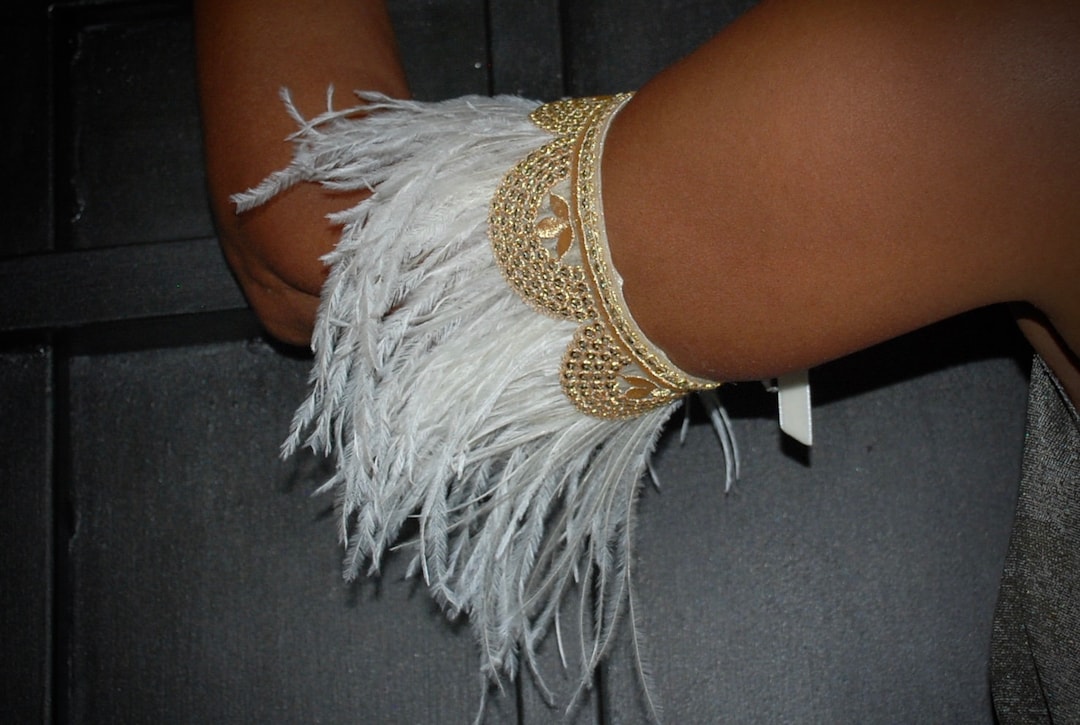 Ostrich Feather Armband: Gold Indian Half Circle Arm Cuff - Etsy