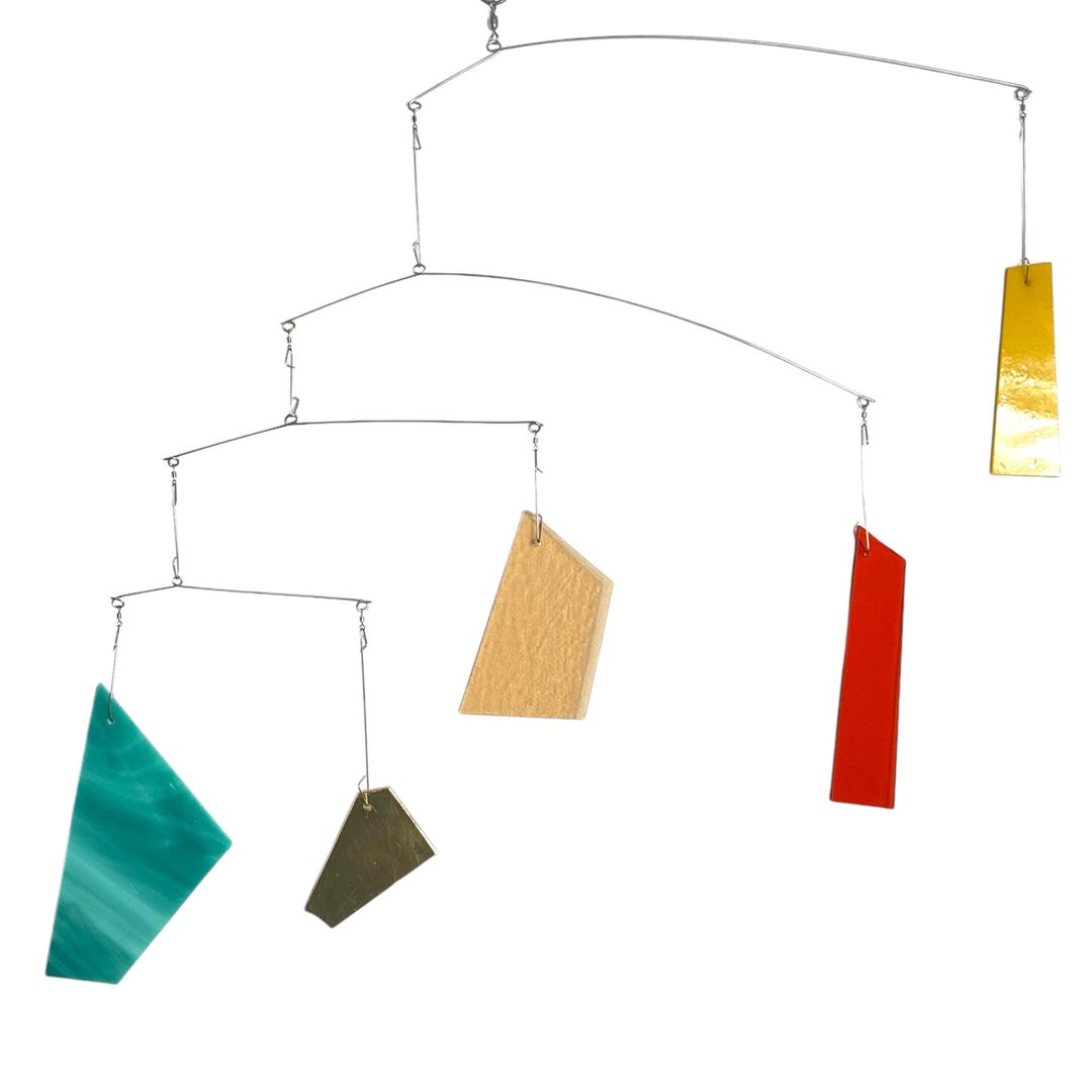 Mobile Kinetic Glass Suspension Sculpture Abstract Minimalist ...