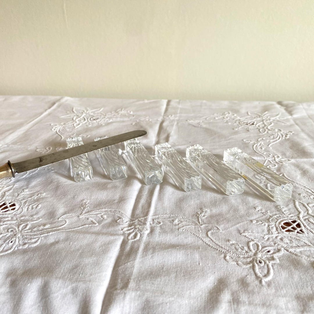 Set of 6 Antique Crystal Knife Rests Roger Gross Baccarat Vintage ...