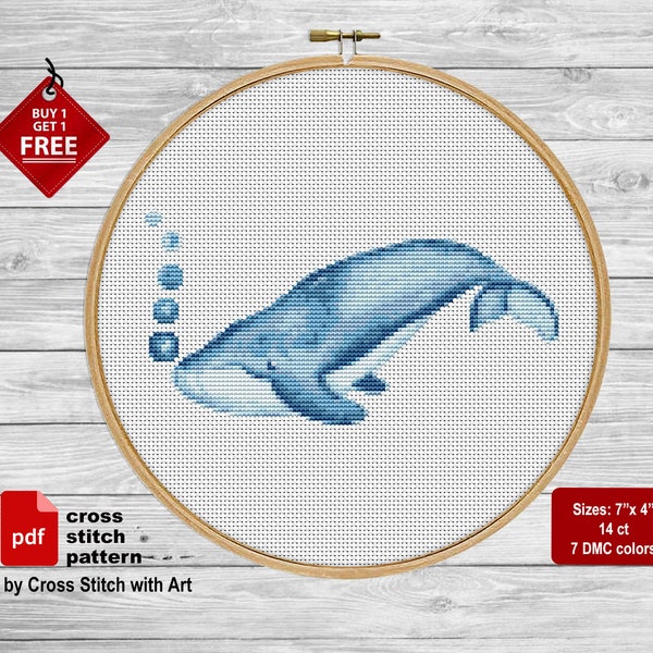 Whale Cross Stitch - Etsy