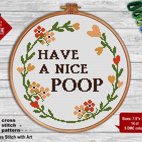 Have a Nice Poop Cross Stitch Pattern Counted Easy Xstitch DIY - Etsy