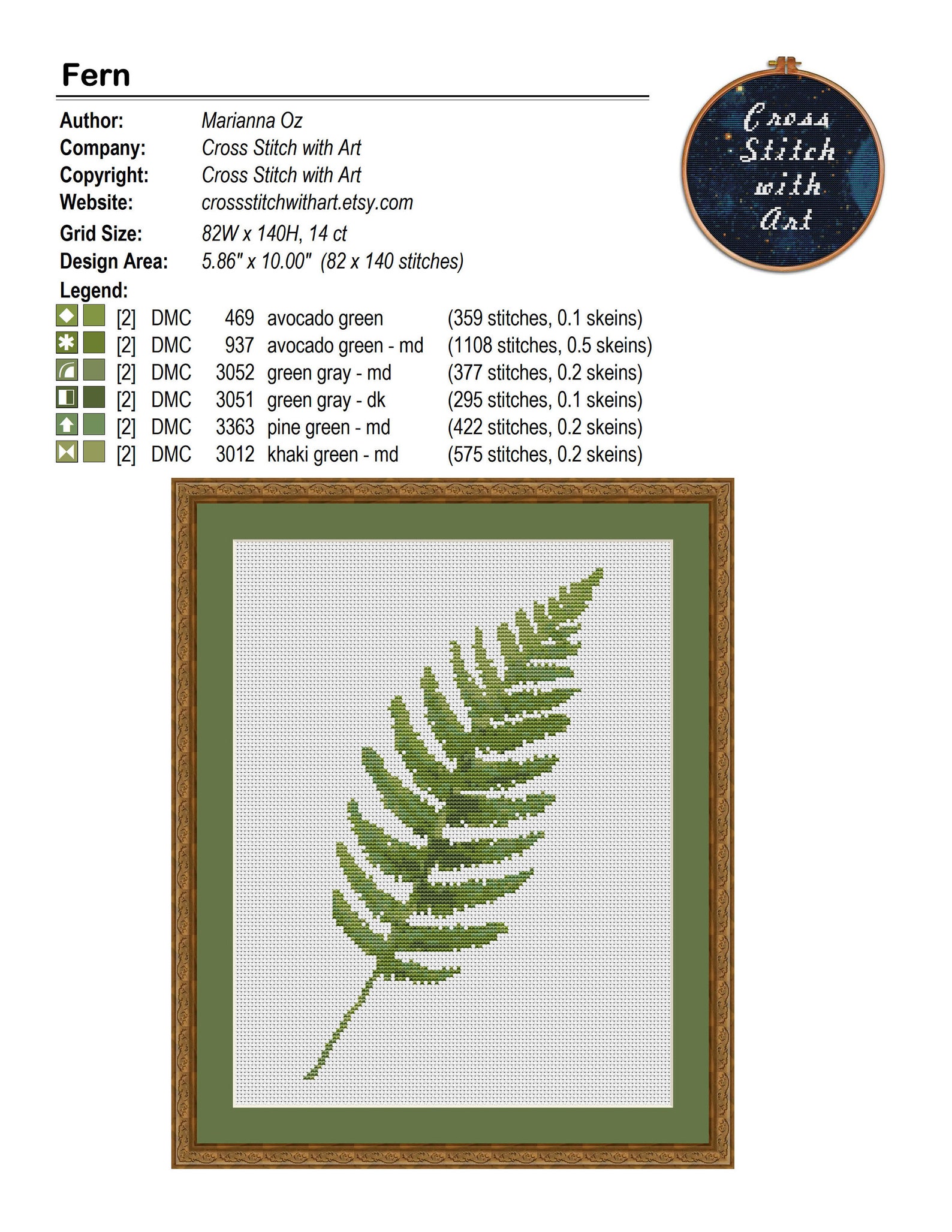 Fern Cross Stitch Pattern. Plant Cross Stitch PDF. Homely - Etsy