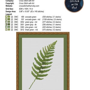 Fern Cross Stitch Pattern. Plant Cross Stitch PDF. Homely Plant ...