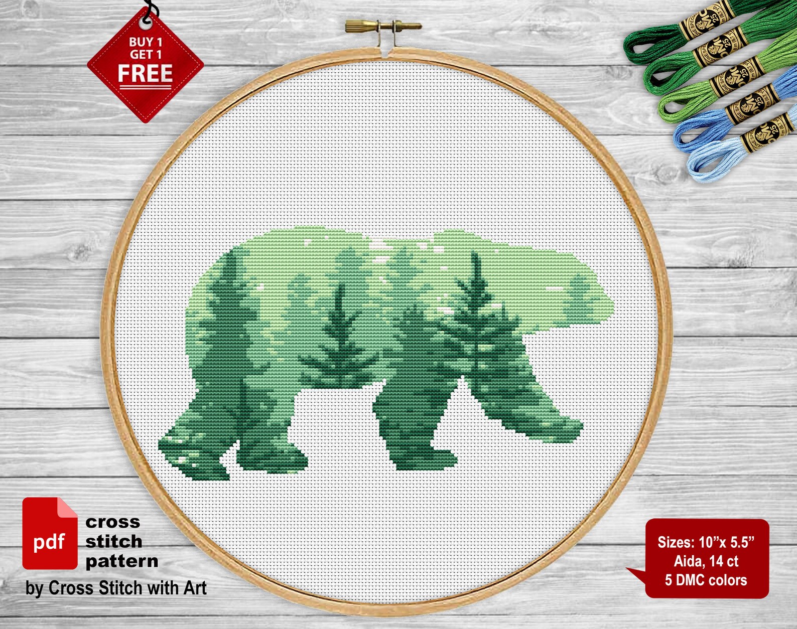Nature cross stitch pattern. Bear cross stitch. Forest animal | Etsy