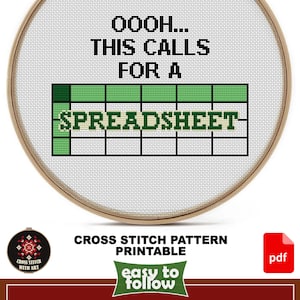 Calls for a Spreadsheet | Funny Cross Stitch Pattern PDF | Office Cross ...