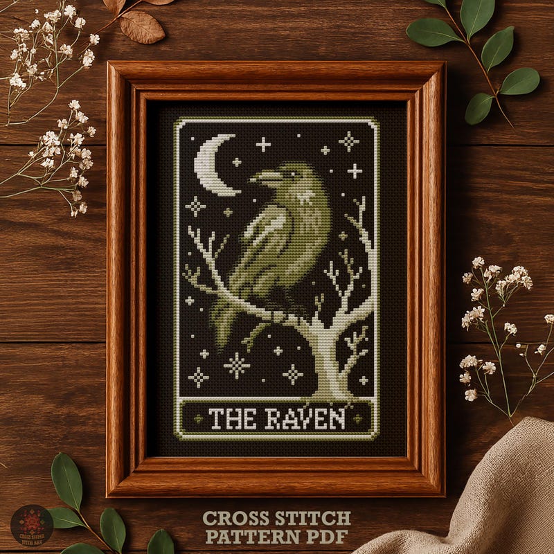 Raven Cross Stitch - Etsy