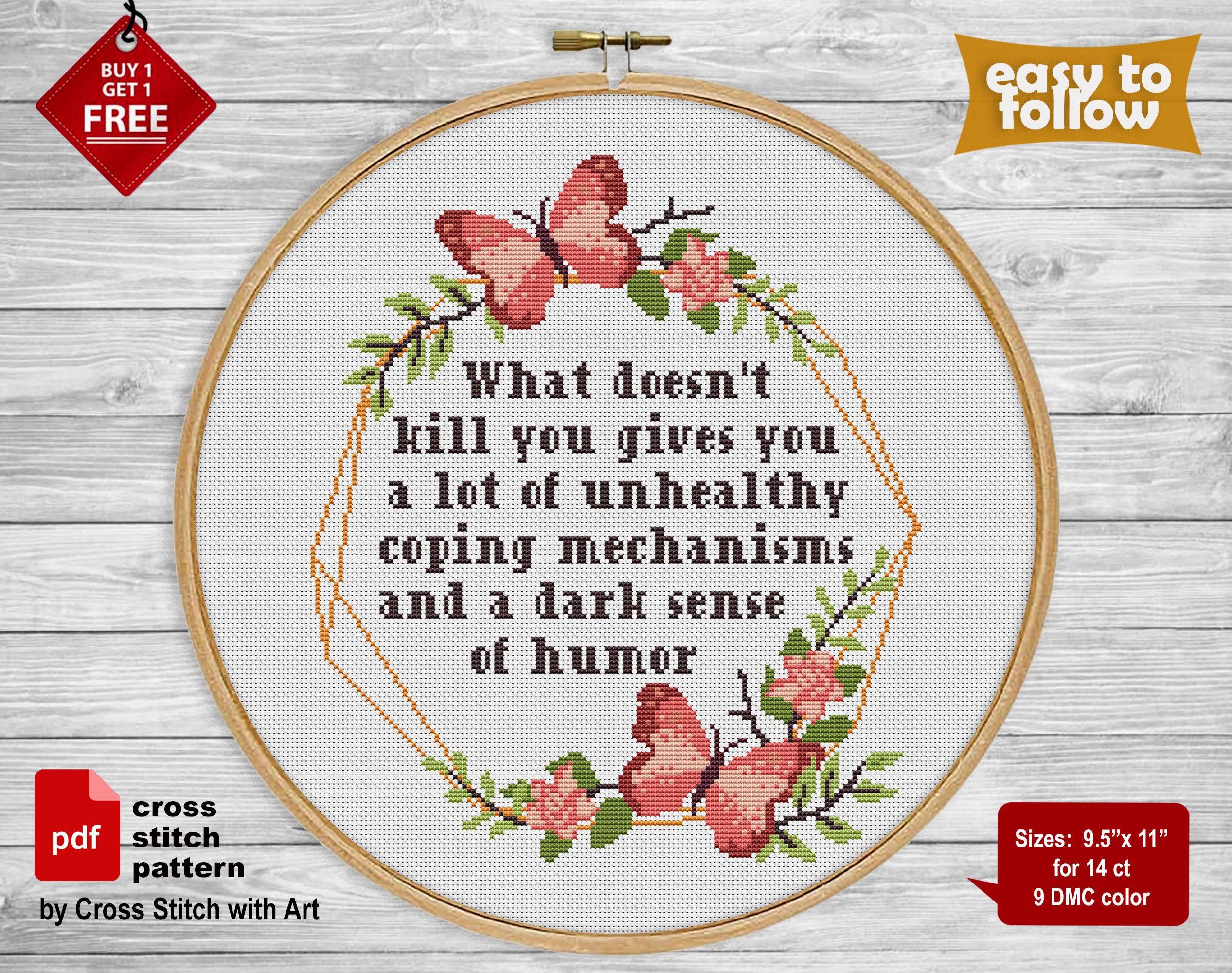 Snarky Cross Stitch Pattern Dark Sense of Humor. Cross Stitch | Etsy