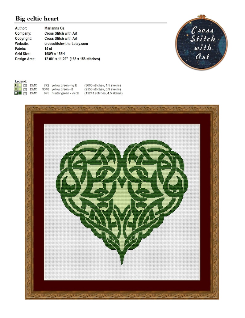 Celtic Heart Cross Stitch Pattern Celtic Ornament Celtic - Etsy