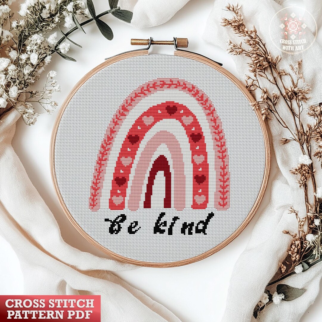 Be Kind Rainbow Cross Stitch Pattern – Boho Nursery Decor (PDF Download ...