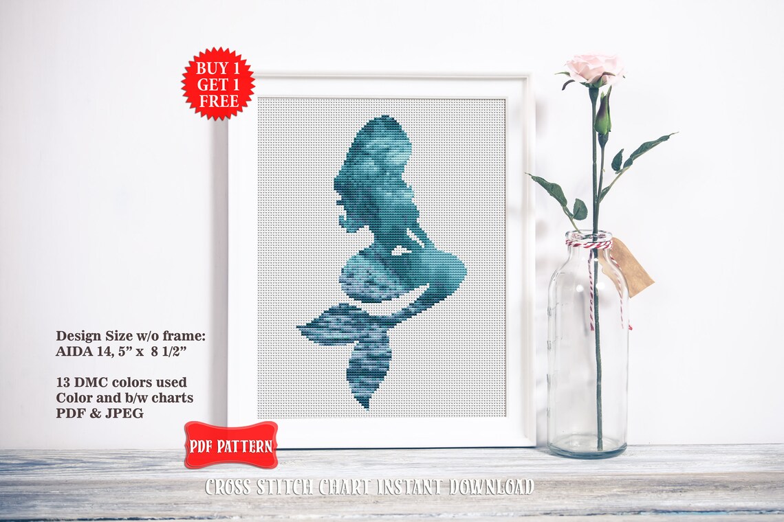 Cross stitch pattern Mermaid cross stitch PDF Ocean cross | Etsy