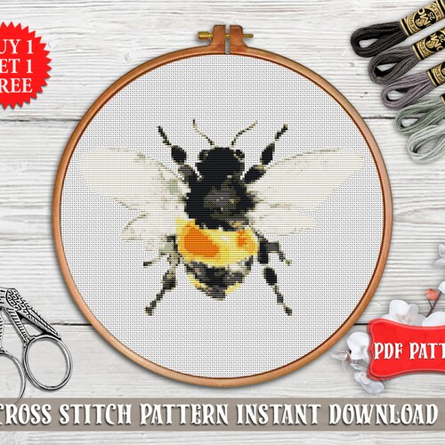 Counted Cross Stitch Bee Bumblebee Small Pattern PDF - Etsy