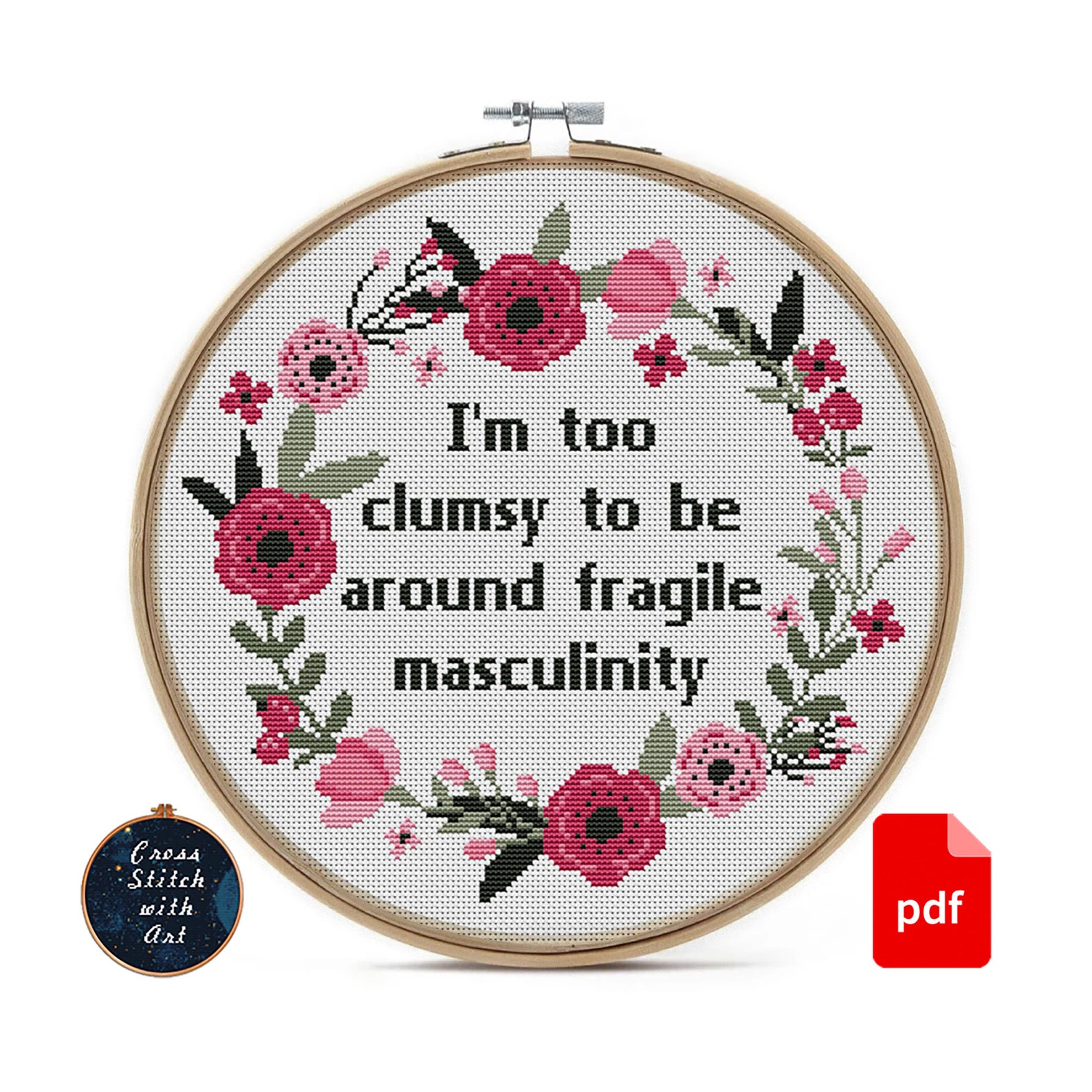 Feminist Cross Stitch Pattern. Fragile Masculinity Sarcastic - Etsy