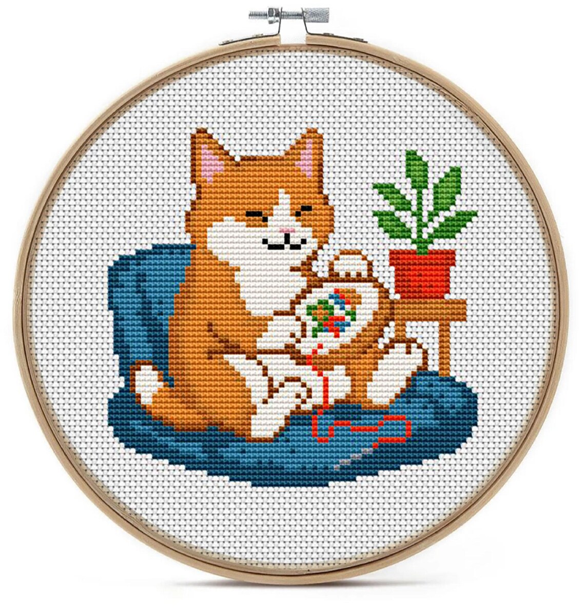 Cute Cat Cross Stitch Pattern PDF. Cozy Stitching Cat DIY Gift for Cat ...