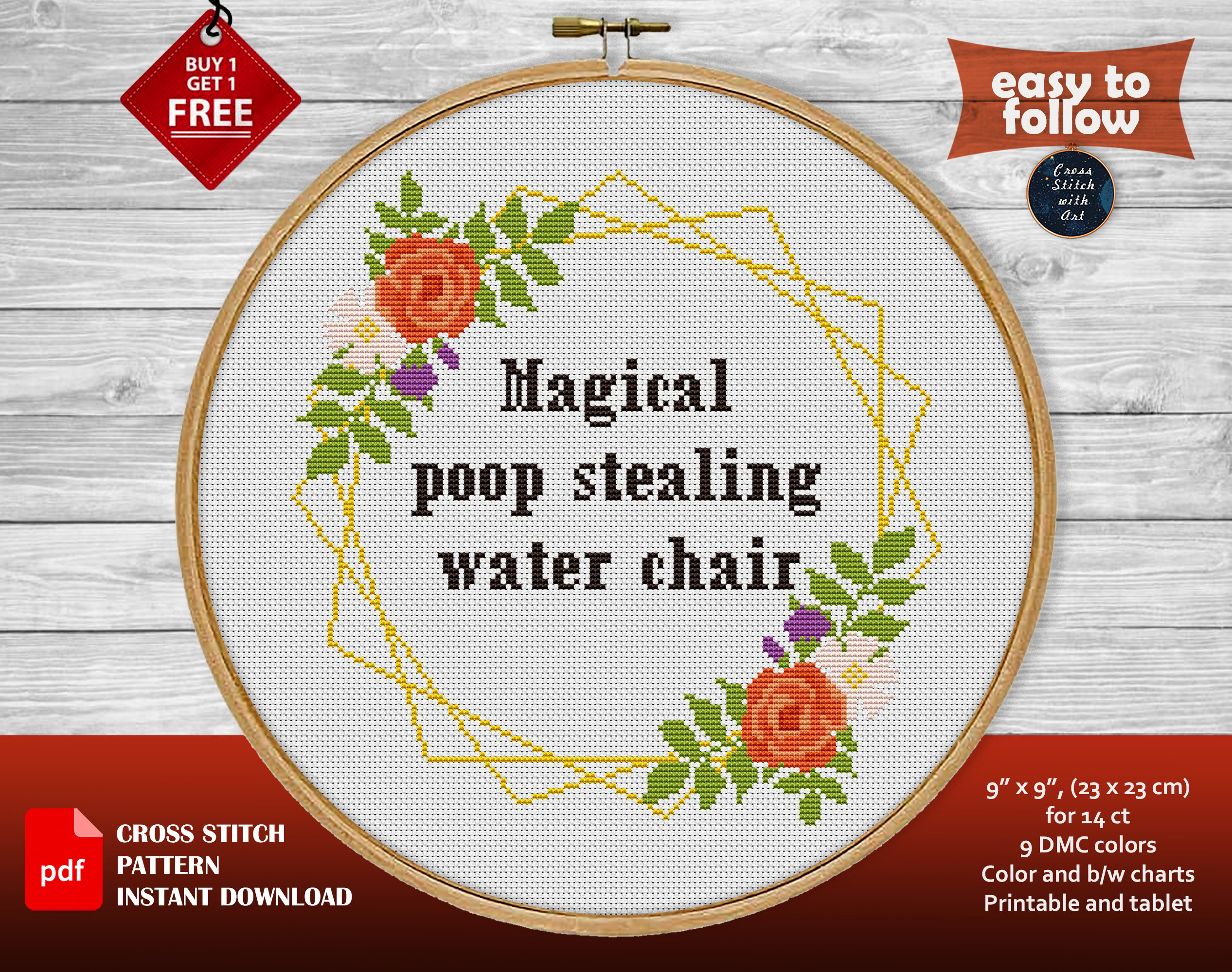 Snarky Cross Stitch Pattern. Magical Poop Stealing Water - Etsy