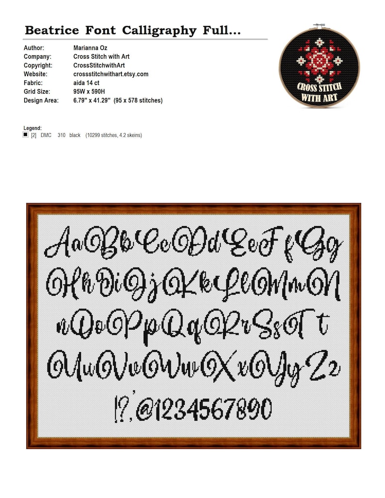 Calligraphy Cross Stitch Font Bundle – Cursive & Script Alphabet PDF ...