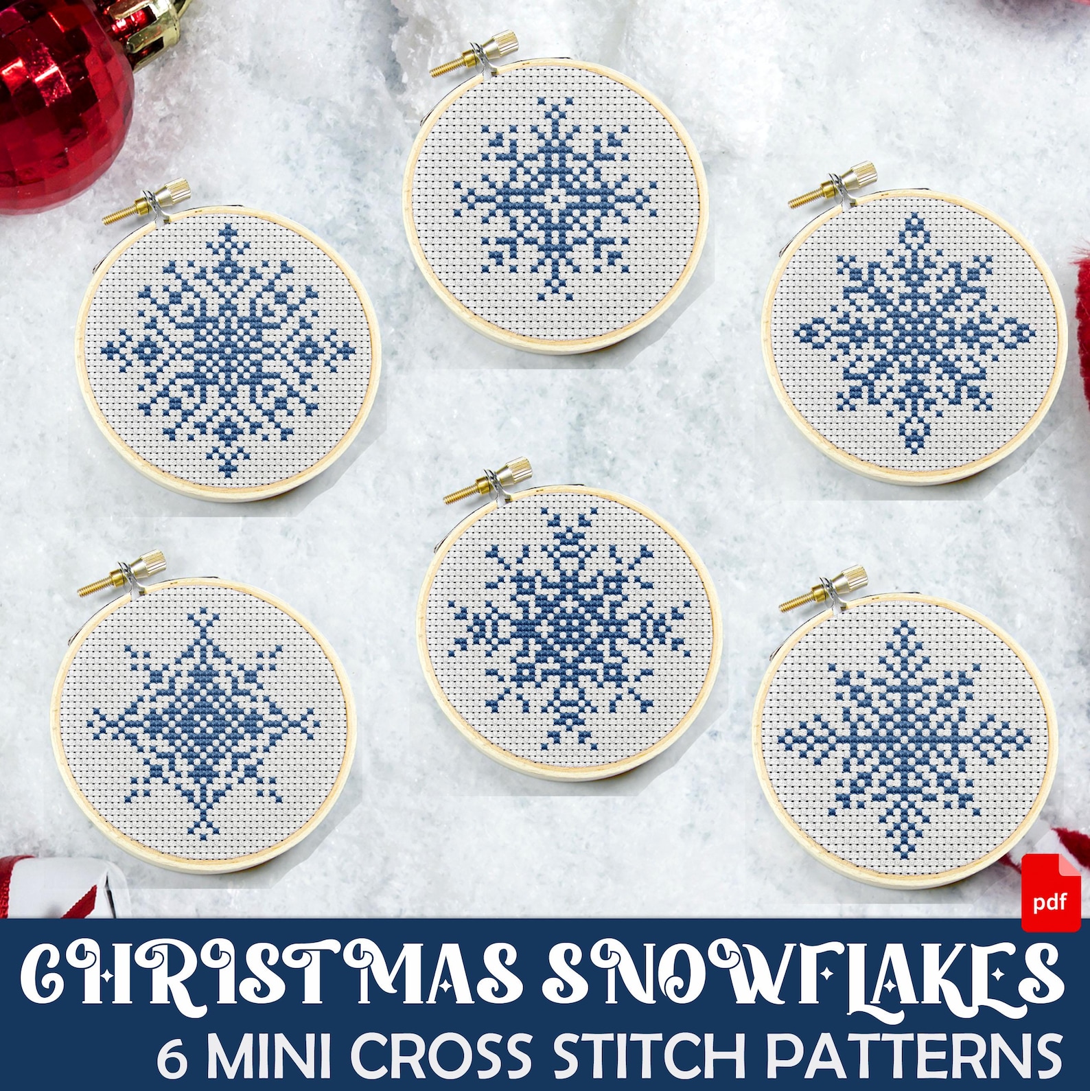 Christmas Snowflake Cross Stitch Pattern Set, Winter Embroidery (PDF ...