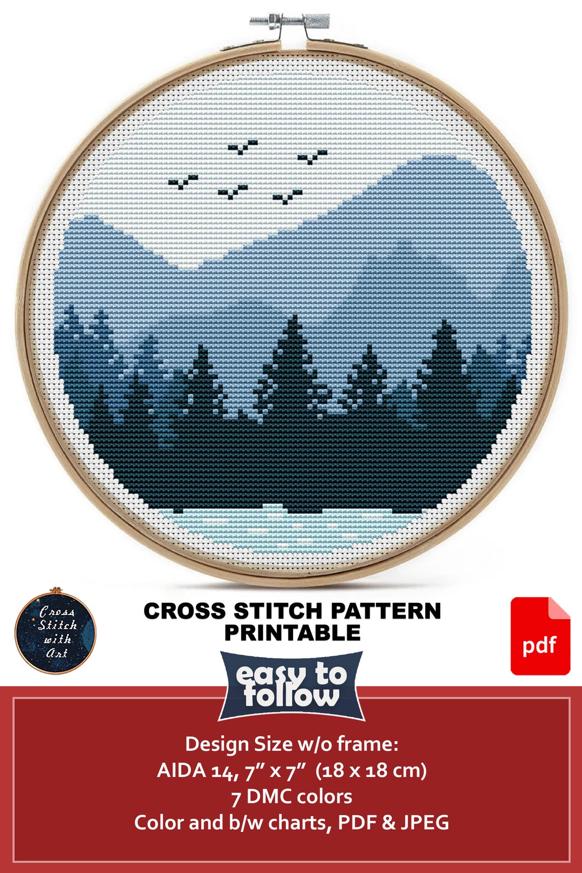 Nature Cross Stitch Pattern. Landscape Cross Stitch PDF. | Etsy