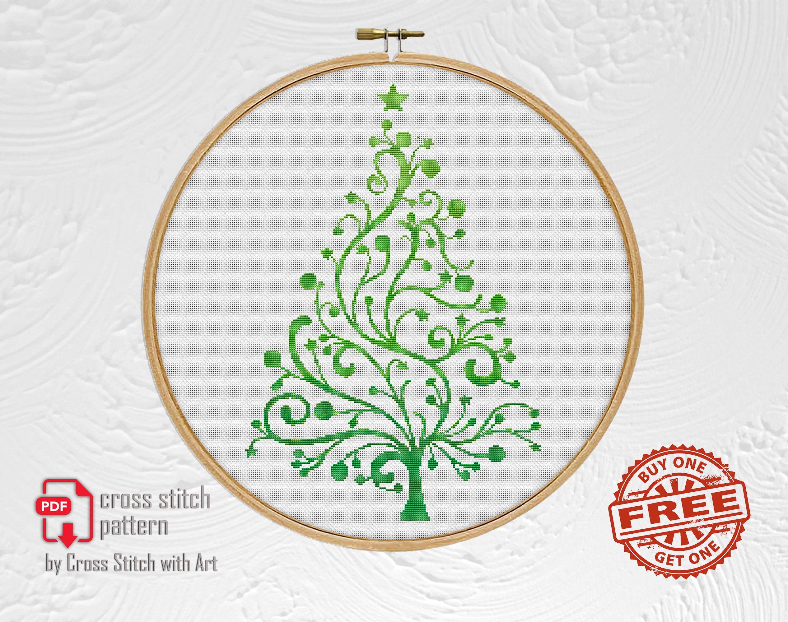 Christmas Tree Cross Stitch Pattern Modern Xmas Cross Stitch - Etsy