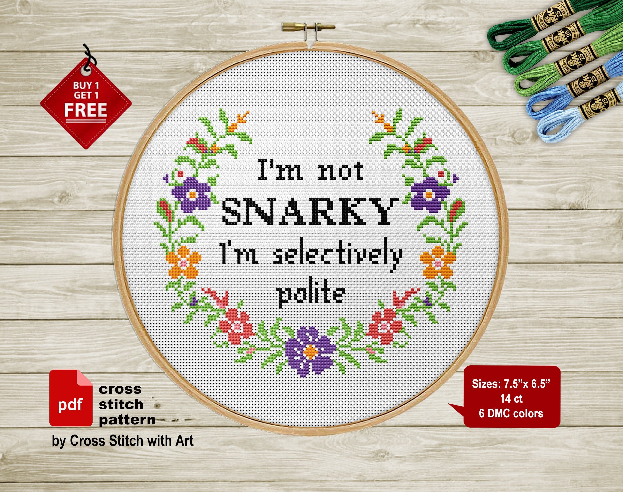 Snarky cross stitch pattern. I'm not snarky I'm | Etsy