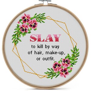 Slay Definition Quote Cross Stitch Pattern PDF. Funny Feminist Decor ...