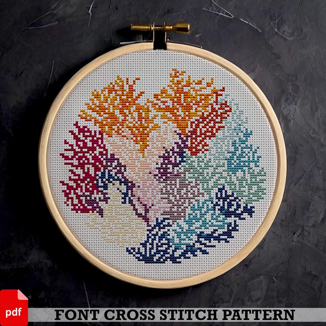 Coral Reef Cross Stitch Pattern | Modern Nautical Embroidery (PDF) - Etsy