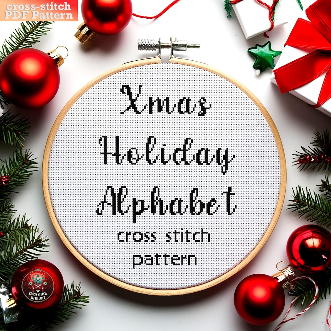 Christmas Font Cross Stitch Pattern - ABC Full Alphabet Cross Stitch ...