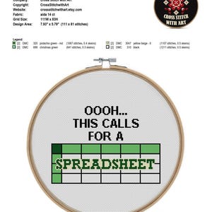 Calls for a Spreadsheet | Funny Cross Stitch Pattern PDF | Office Cross ...