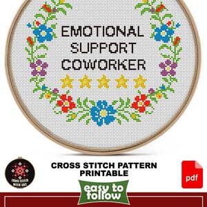 Emotional Support Coworker Cross Stitch Pattern PDF - Funny Office ...