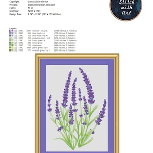 Lavender Cross Stitch Pattern Flower Cross Stitch PDF Flower Embroidery ...
