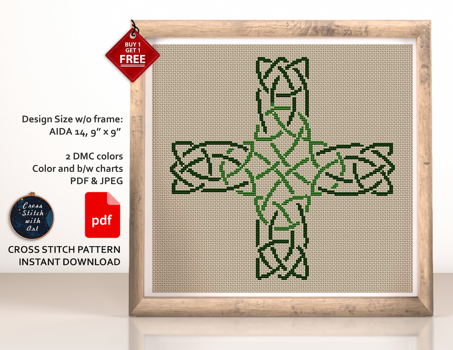 Celtic Cross Stitch Pattern. Celtic Knot Cross Stitch Ornament - Etsy
