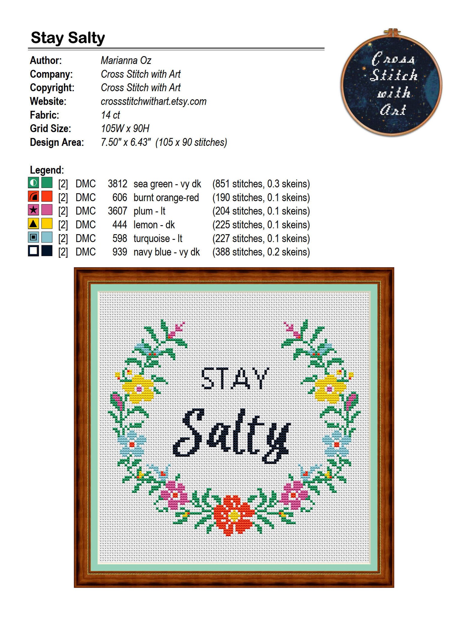 Snarky Cross Stitch Pattern. Stay Salty. Sassy Cross Stitch - Etsy