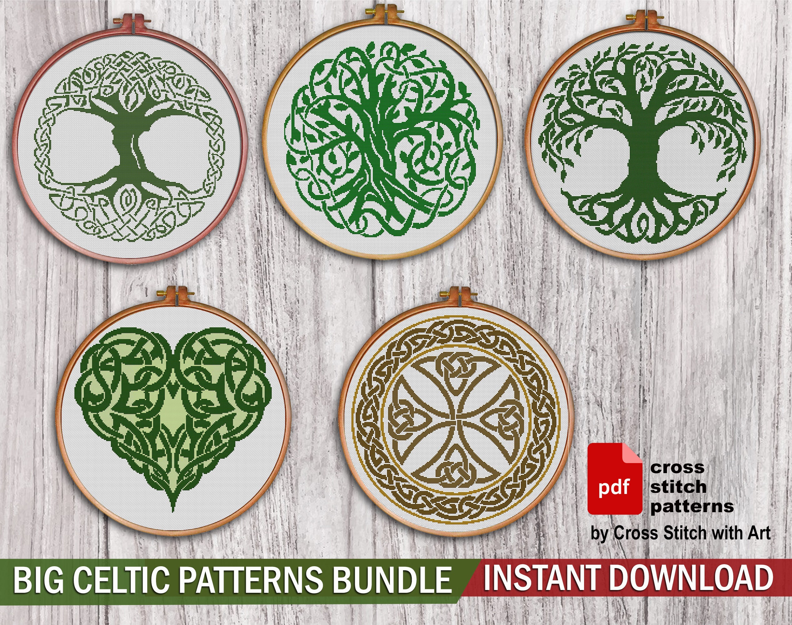 Celtic Cross Stitch Patterns. Celtic Tree Cross Stitch PDF. - Etsy